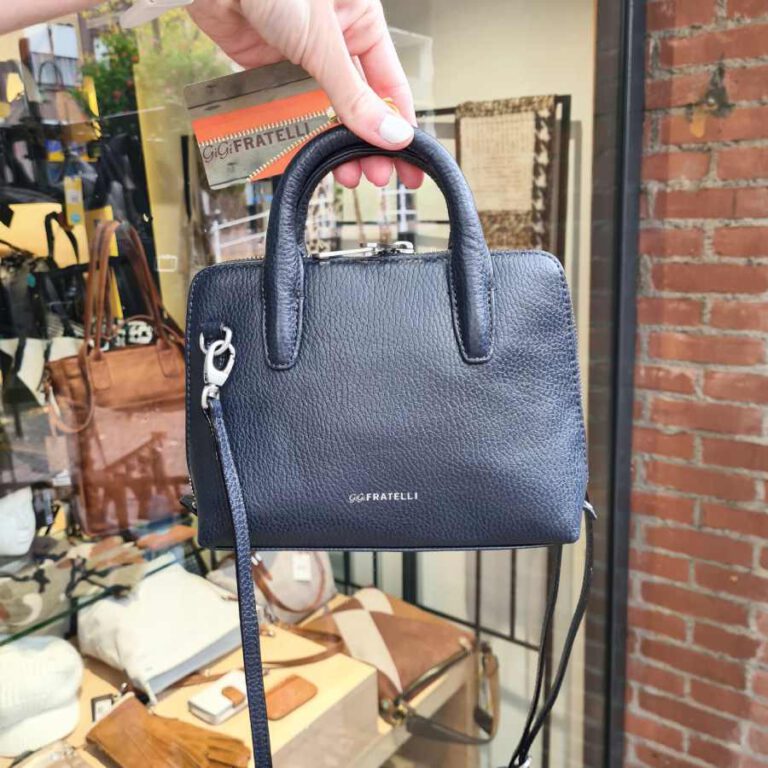 Donkerblauwe handtas leer met lange schouderband | Stuivenga Lederwaren ...